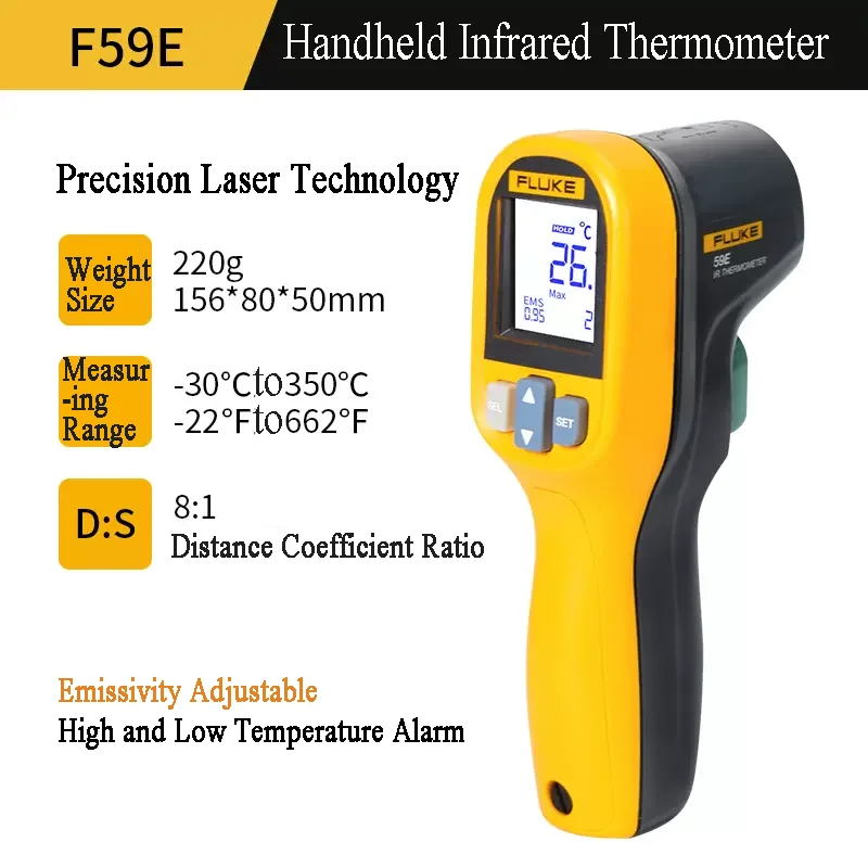 FLUKE-59-59E-59E-Industry-Infrared-Thermometer-Handheld-Tester-Laser ...