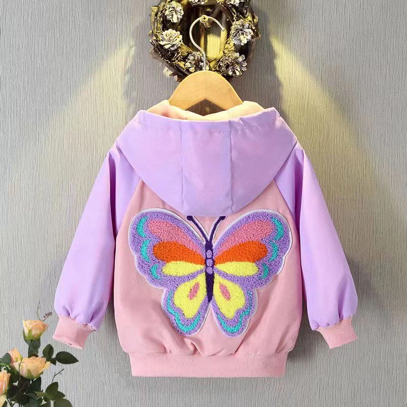 Girls-Hooded-Jackets-Rainbow-Butterfly-Coats-2023-Spring-Autumn-Kids ...