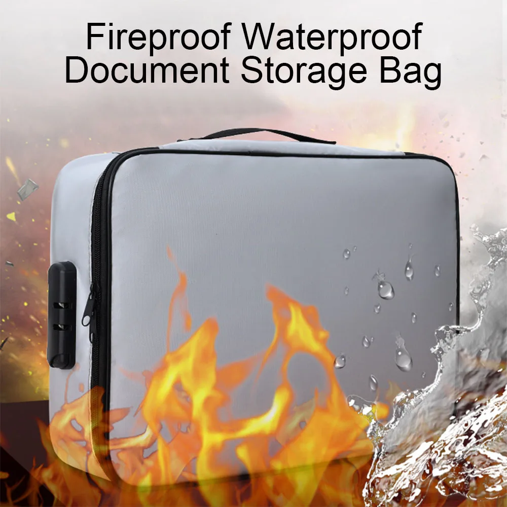 Fireproof-Document-Password-Bag-Waterproof-Multi-Layer-Card-Case-Travel ...