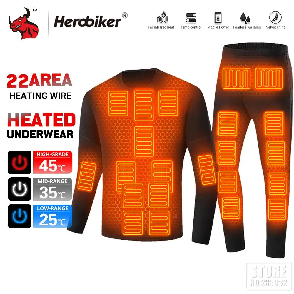 Winter Heated Underwear Set USB Battery Powered Three Temperatures ...