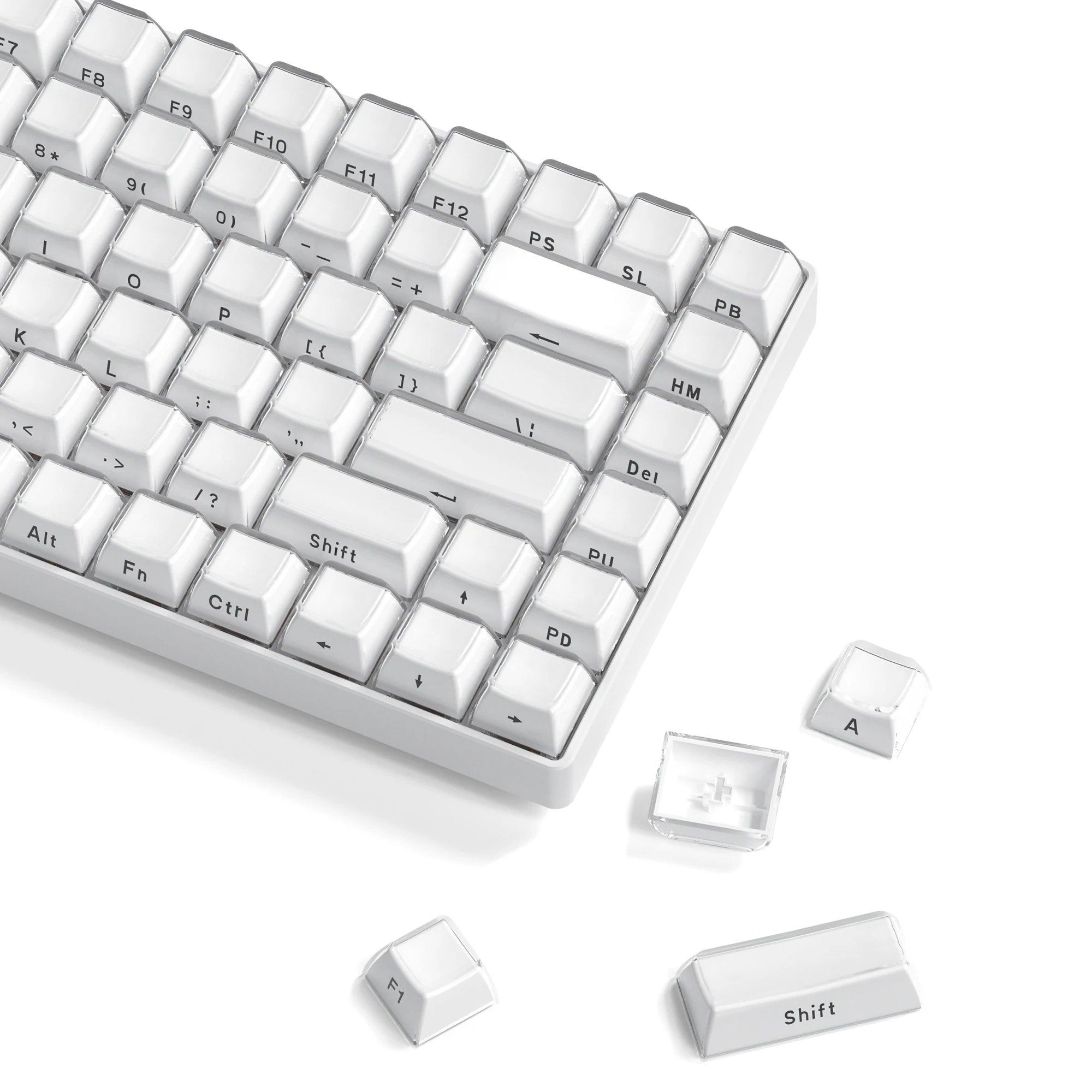 113-Key-White-Jelly-Side-Print-Keycap-Ice-Crystal-Translucent-OEM ...