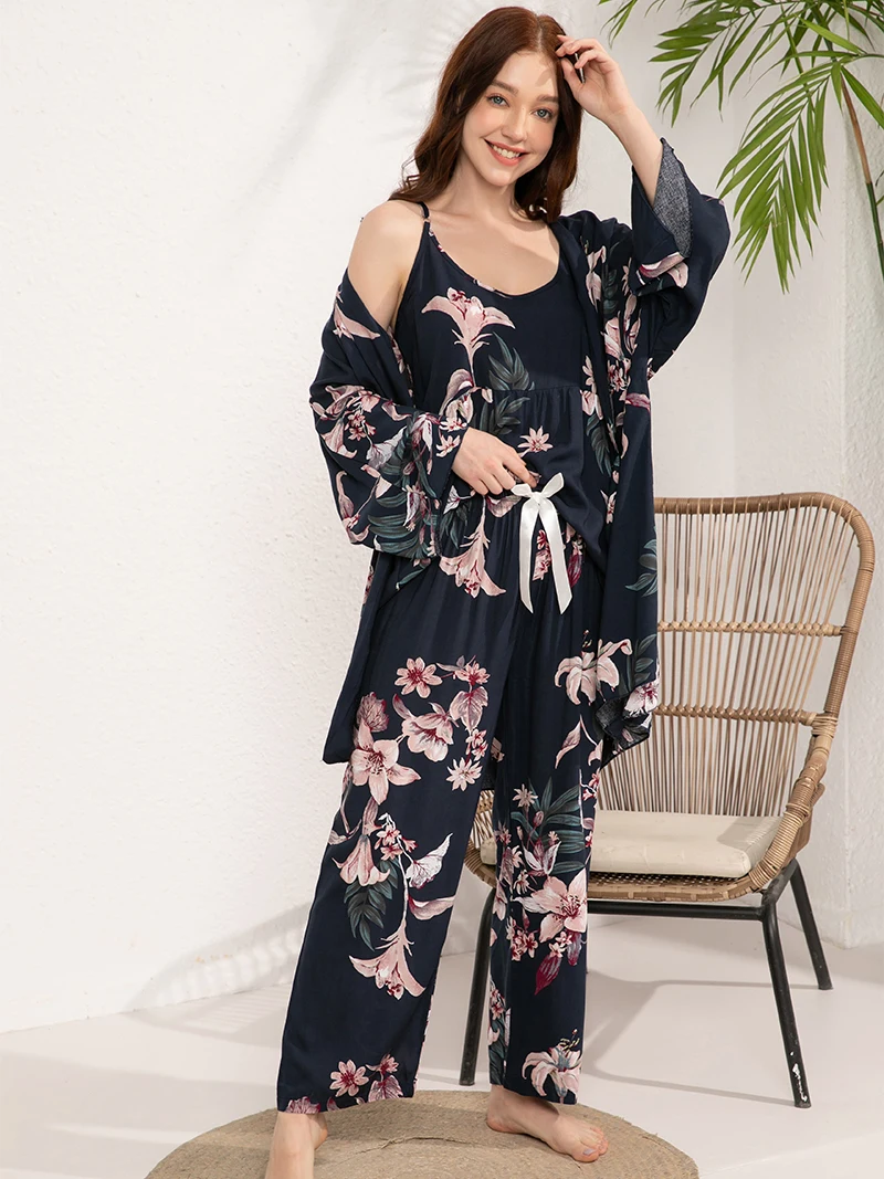 Women-s-Pajams-Set-3-Pieces-100-Viscose-Home-Pijima-Loose-Set-Sleepwear ...