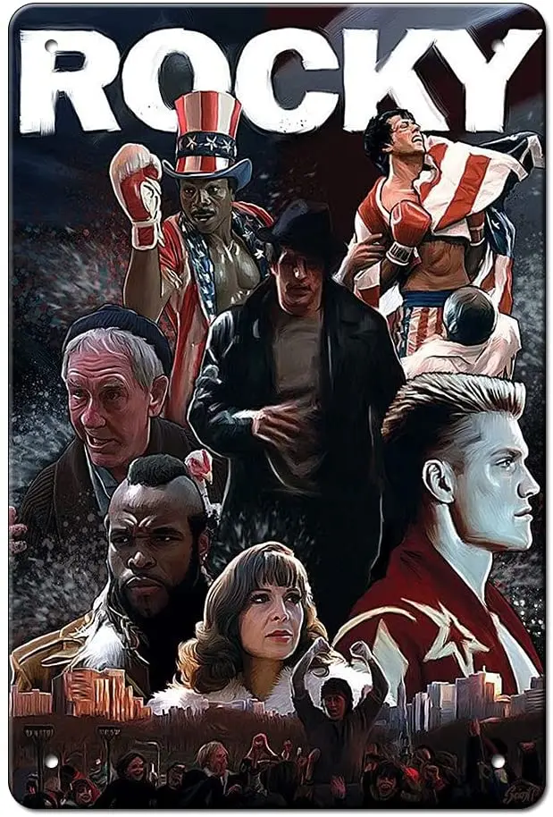 Cartel de estaño de Metal de película Rocky, placa de pared Vintage ...