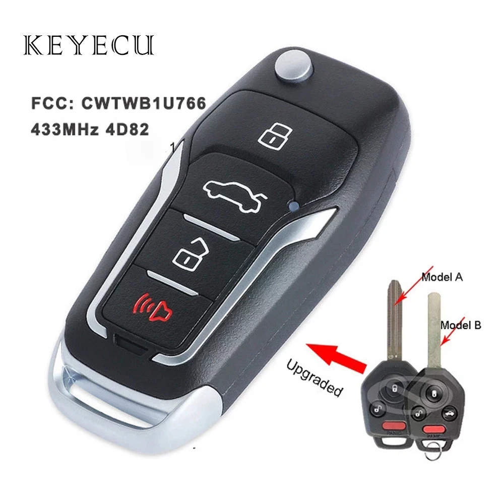 Keyecu-Upgraded-Flip-Remote-Car-Key-Fob-4-Buttons-433MHz-4D82-Chip-for ...