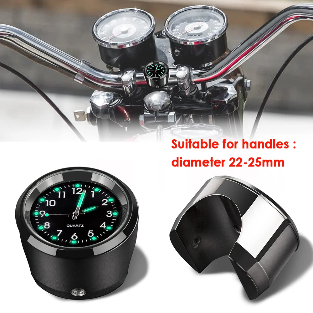 Motorcycle-Handlebar-Clock-Durable-Stainless-Steel-Refit-Night-Vision ...
