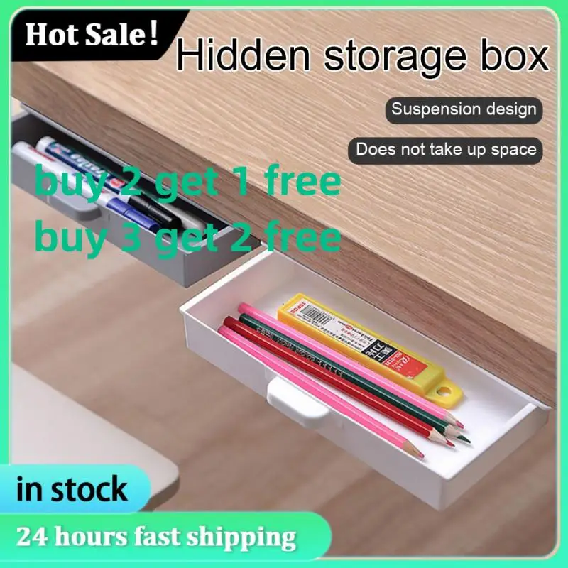 Self-Adhesive-Under-Desk-Storage-Box-Hidden-Cabinet-Stationery ...