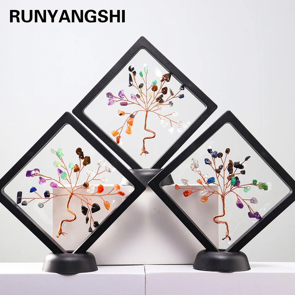 Natural Reiki Gemstones Lucky Tree Ornaments 7Chakra Tree Of Life ...