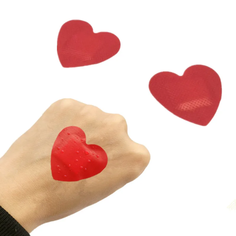 10pcs Red Heart Band Aid Skin Patch for Neck Hickey Love Bite Covering ...