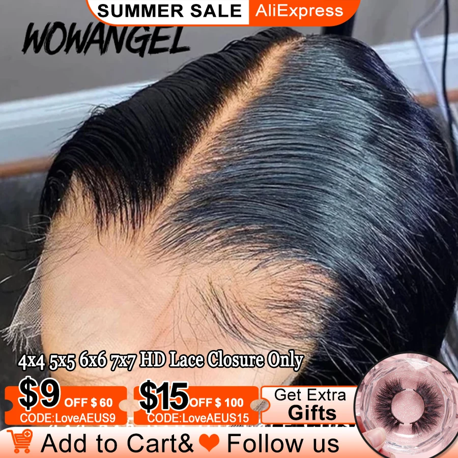 7x7 HD lace Closure Only Invisible HD Transparent Lace Melt Skins ...