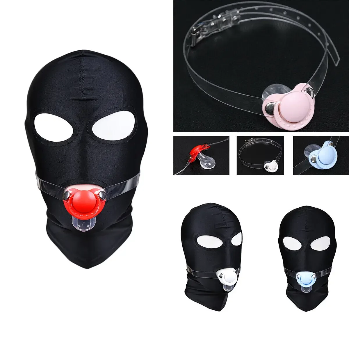HotX-Role-Playing-New-Pacifier-Mouth-Gag-Plug-with-Hood-Bondage ...