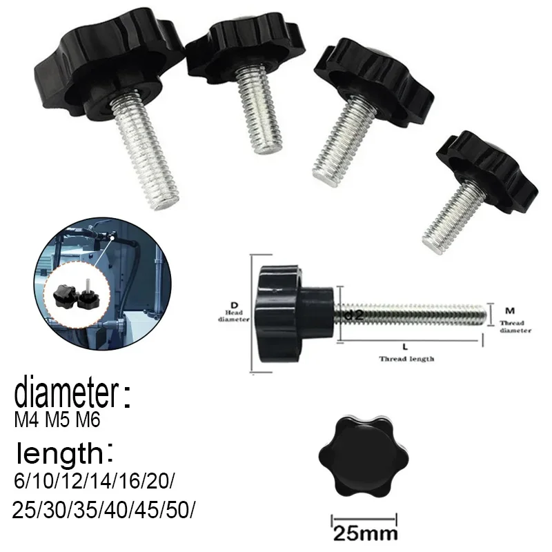 M4-M5-M6-Star-Thread-Clamp-Handle-Screw-Bolt-Plastic-Star-Head-Thread ...