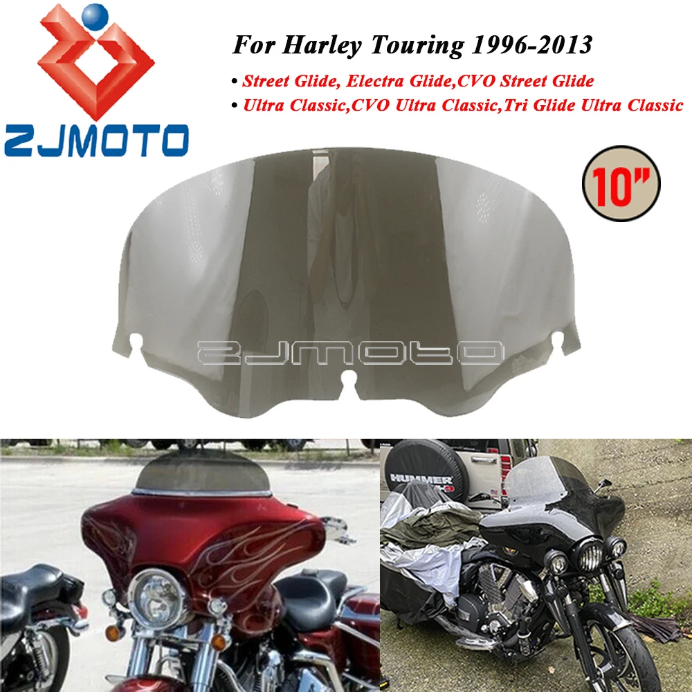 Smoke-Batwing-Windscreen-Motorcycle-10-Wave-Windshield-For-Harley ...