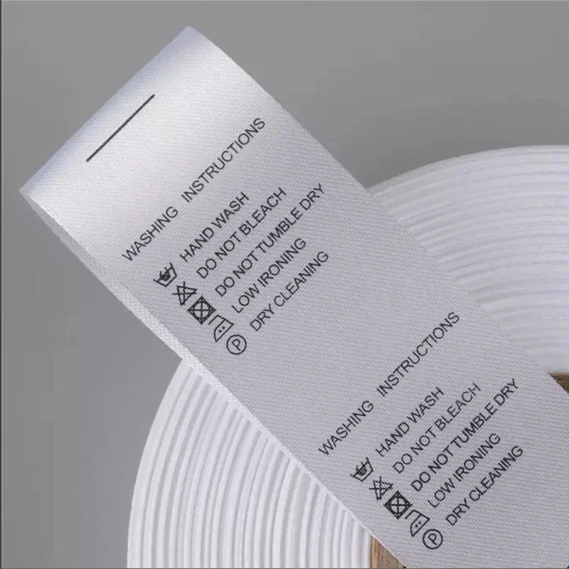 Custom Garment Printing Brand Name Logo White Silk Satin Wash Care ...