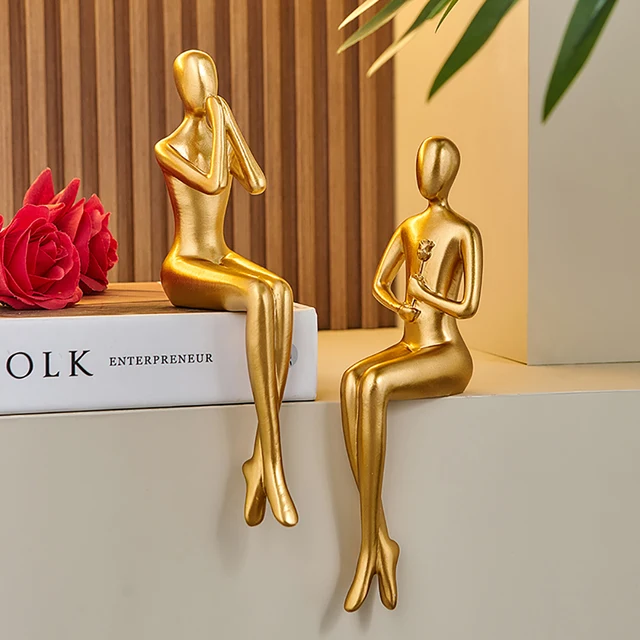 Abstract Golden Sculpture & Figurines for Interior Resin Figure Statue ...