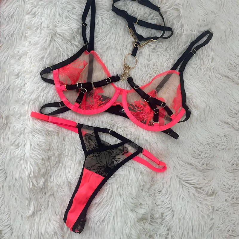 Clashing-color-three-dimensional-embroidery-underwear-metal-buckle ...