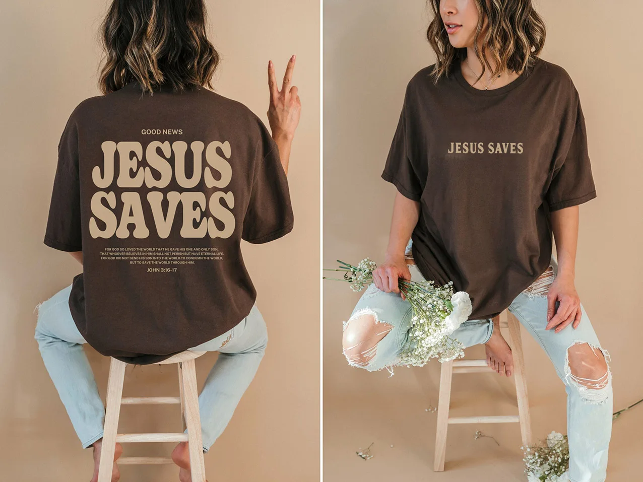 Good News Jesus Saves Oversized T-Shirt Jesus Apparel Christian Loose ...