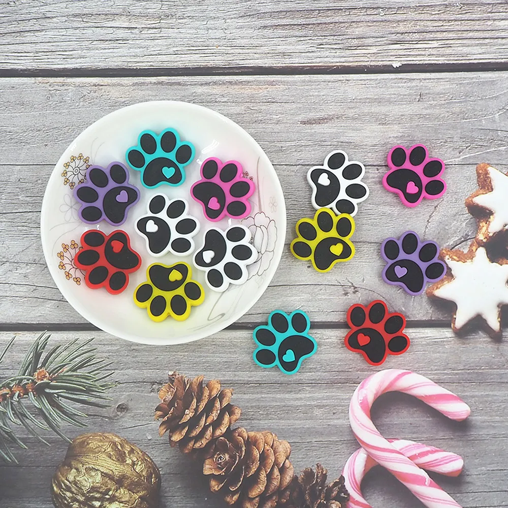 Chenkai-10PCS-Cartoon-Dog-Paw-Silicone-Beads-DIY-Focal-Bead-BPA-Free-Infant-Chewable-Dummy ...