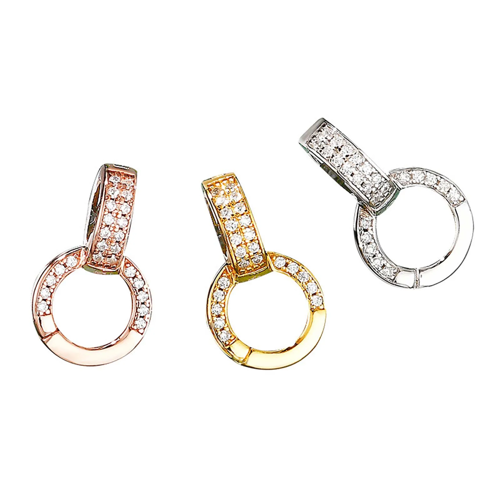 925 Sterling Silver Zircon Fold Over Clasp Twister Clasps Bracelet ...
