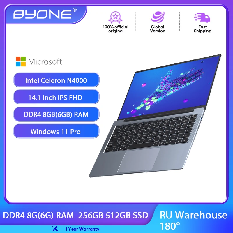 BYONE-ordenador-port-til-de-14-1-pulgadas-Notebook-con-Intel-N4000-8GB ...