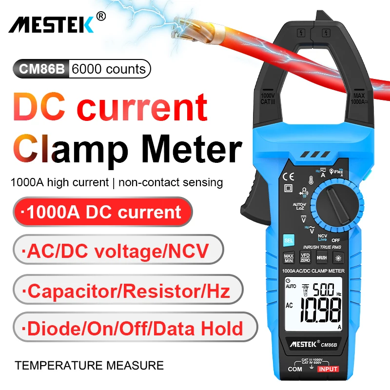 Mestek-Clamp-Meter-AC-DC-1000A-Pliers-Ammeter-NCV-Amperometric-Auto ...