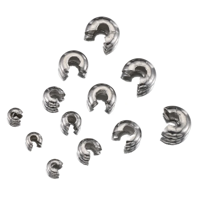 50Pcs Stainless Steel Crimp Bead End Cover Stopper 3/4/5mm Big Hole ...