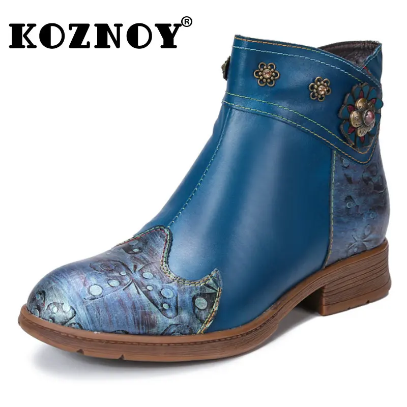 Koznoy-Women-Boots-3-5cm-Ankle-Mid-Calf-Genuine-Leather-Autumn-Spring ...