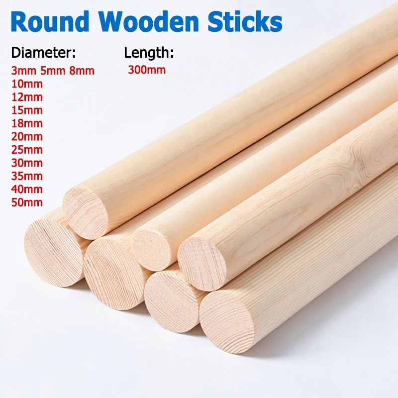 1-10pcs-3-50mm-Round-Wooden-Sticks-L-300mm-DIY-Handmade-Craft-Making ...