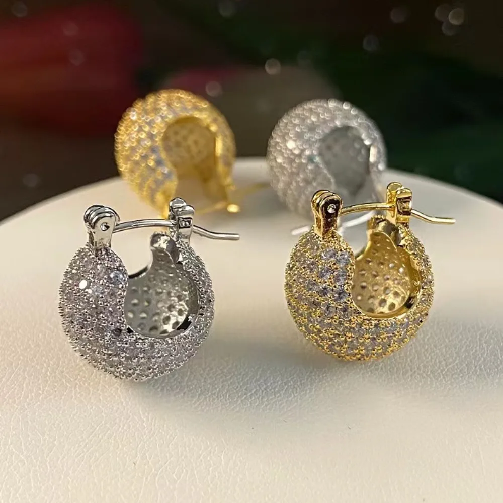 Golden-Metal-Ball-Earrings-Full-of-Zircon-Spherical-Jewelry-Shining ...