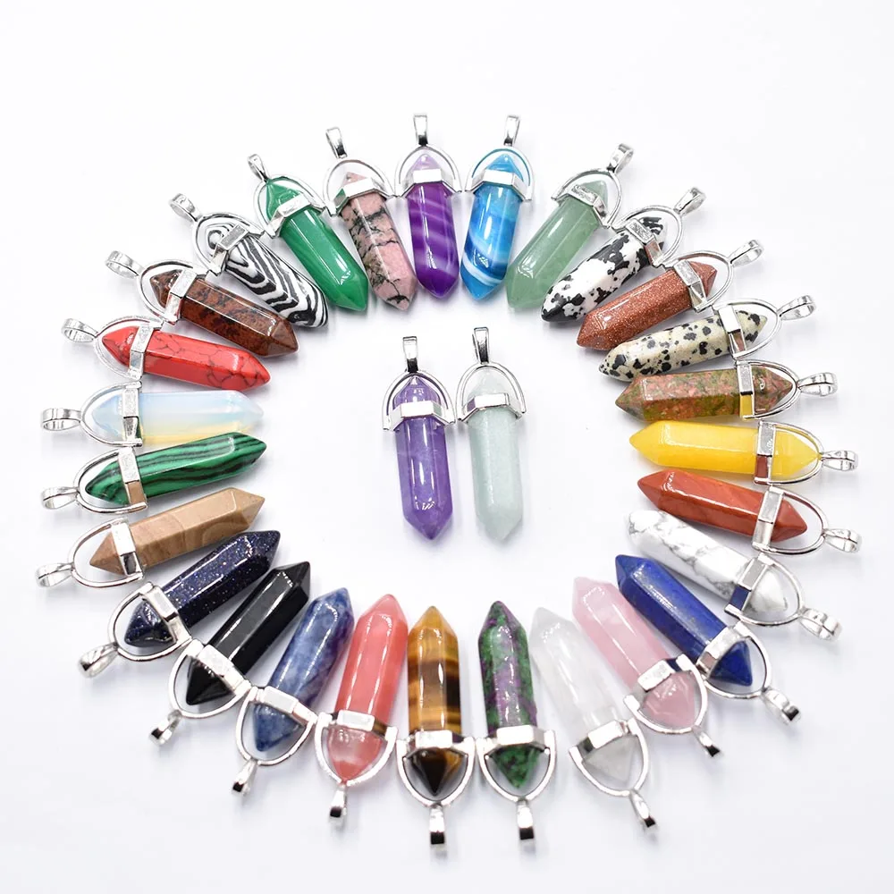 Wholesale 12pcs/lot Fashion quality assorted natural stone mixed pillar ...