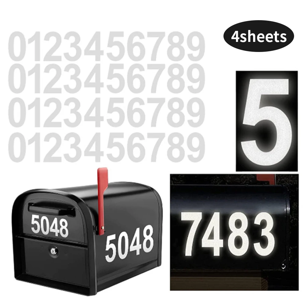 4-Sheets-pack-0-9-Recognizable-Reflective-Mailbox-Number-Sticker-for ...