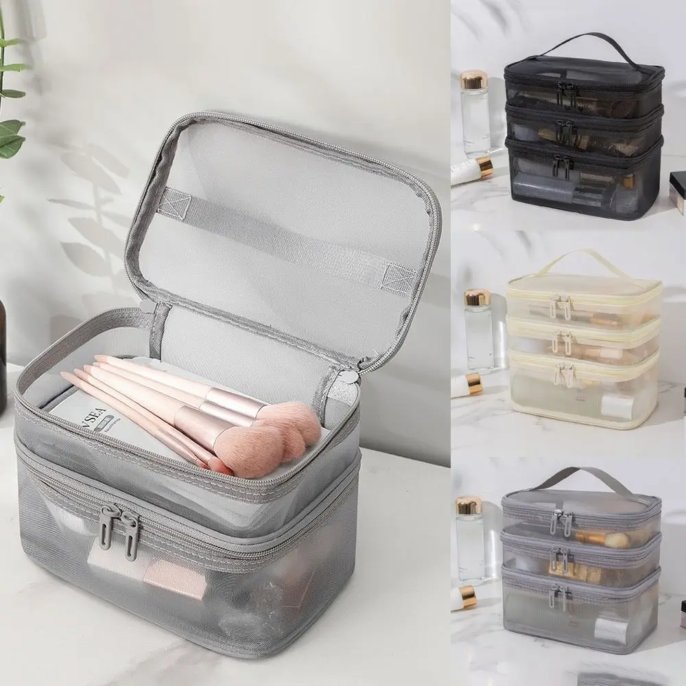 Women's Transparent Mesh Travel Cosmetic Bag Makeup and Toiletries Kit ...