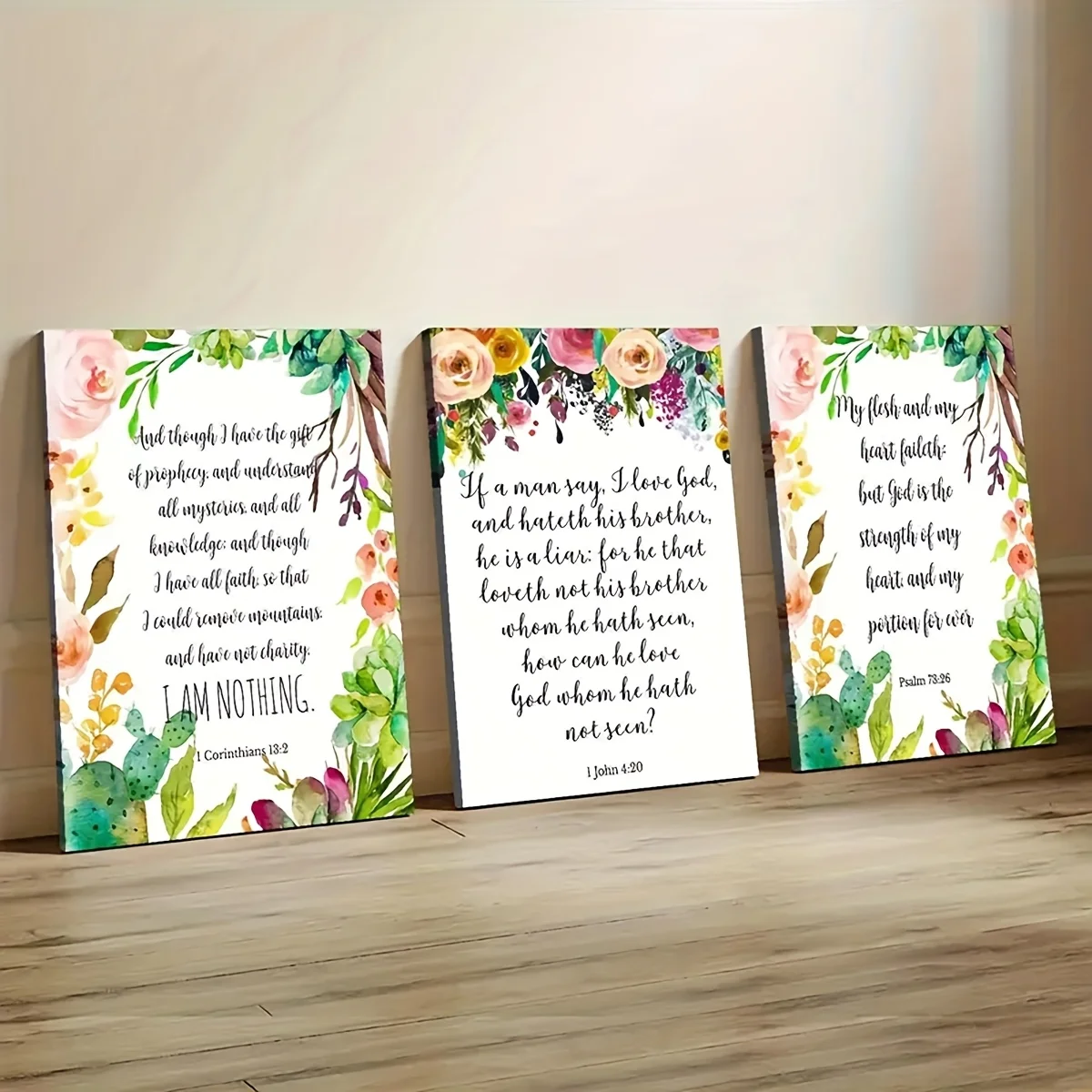 3pcs Inspirational Christian Canvas Art Posters - Frameless Wall Decor ...