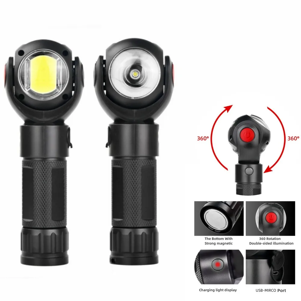 360-Rotating-COB-LED-Light-7-Lighting-Modes-500Lumen-T6-Led-Flashlight ...