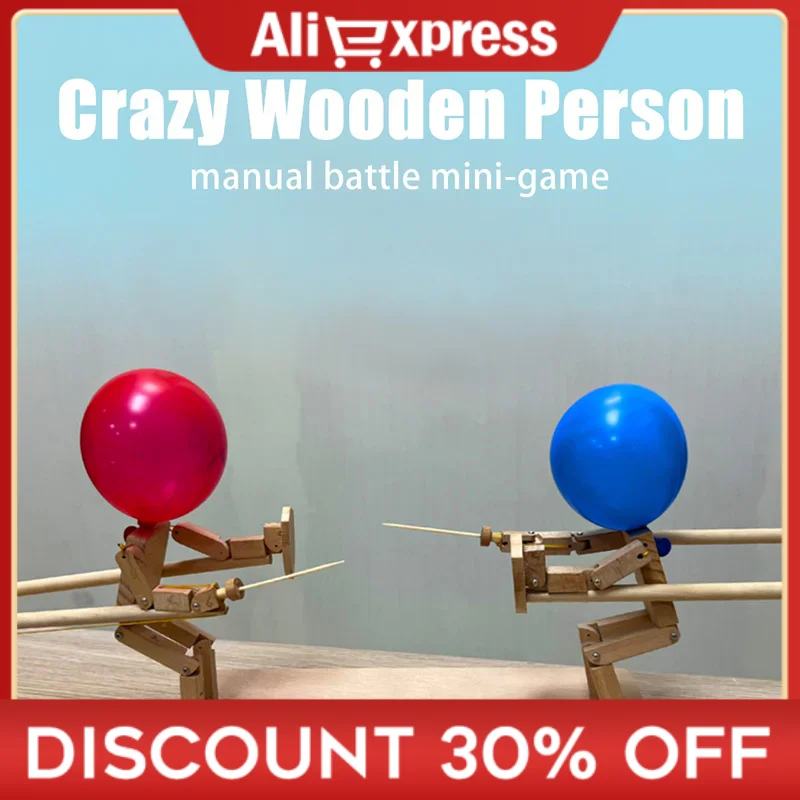 Balloon-Bamboo-Man-Battle-Wooden-Bots-Battle-Game-Two-Player-Fast-Paced ...