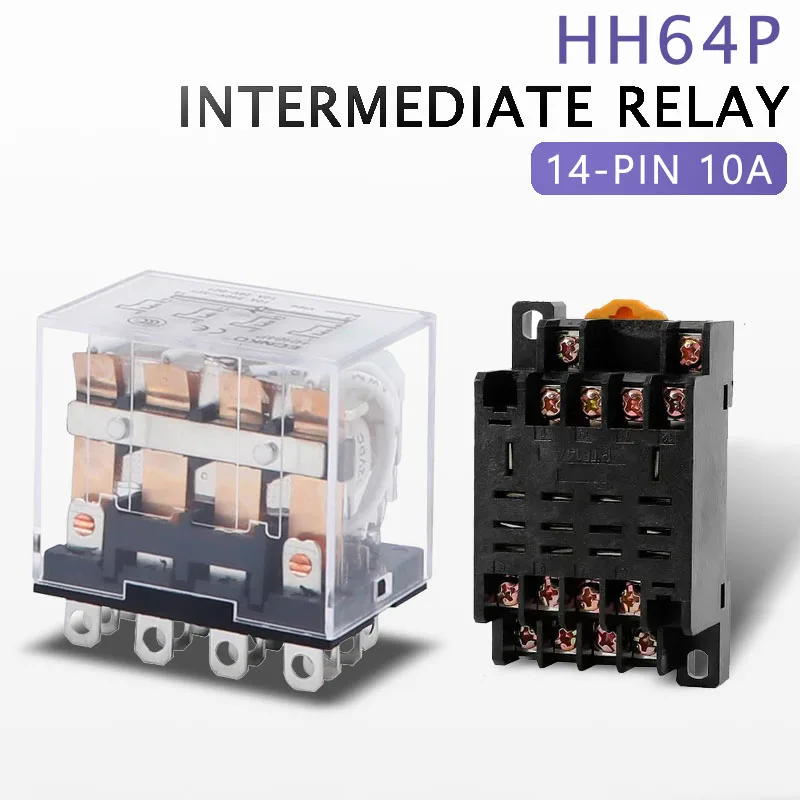 5PCS-HH64P-High-Power-Relay-Coil-General-DPDT-Micro-Electromagnetic ...