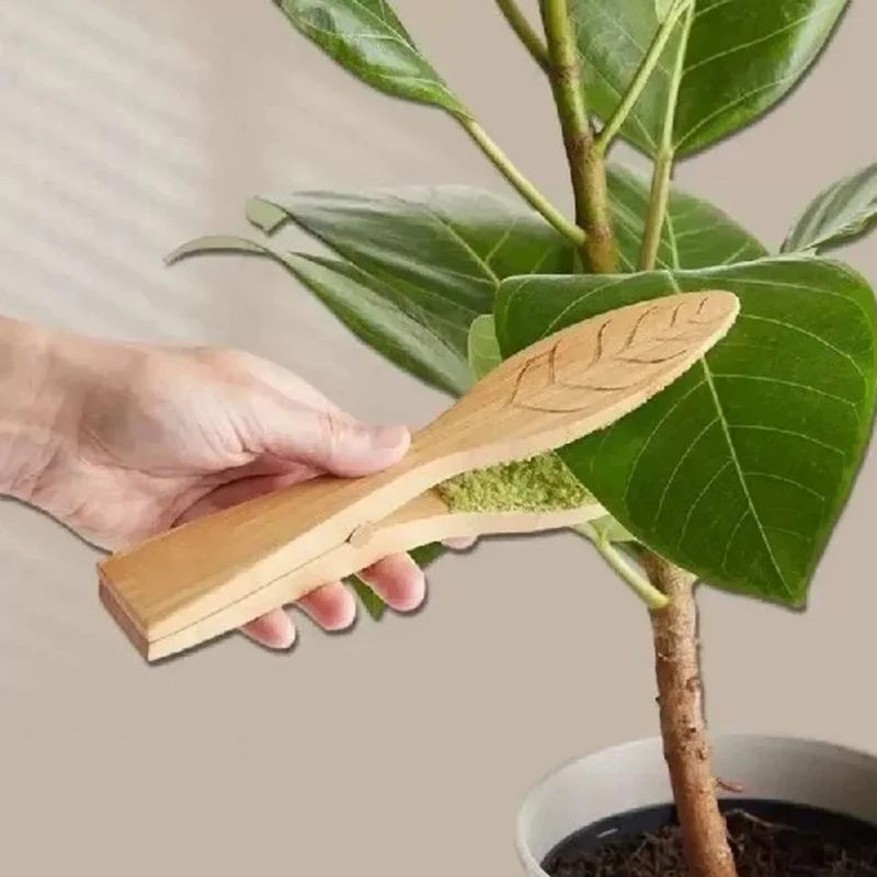 Creative-Wooden-Leaf-Cleaning-Brush-Indoor-Green-Plant-Care-Leaf ...