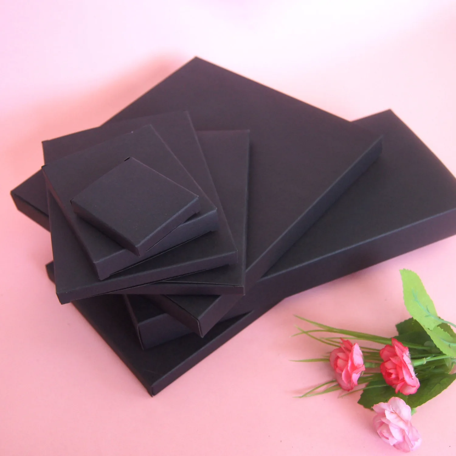 Black-Paper-Cardboard-Box-Small-Flat-Style-Packaging-Boxes-Phone-Case ...