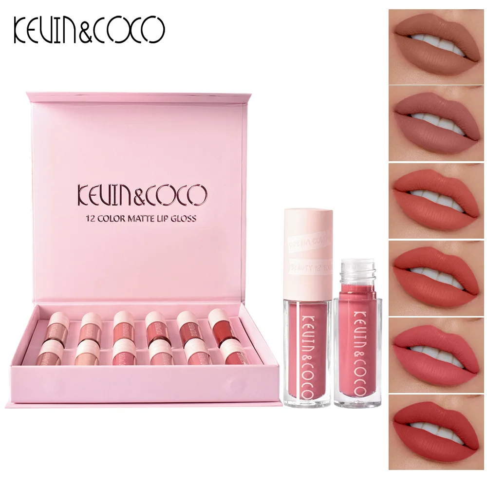 KEVIN COCO-Juego de brillo de labios antiadherente, 12 colores ...