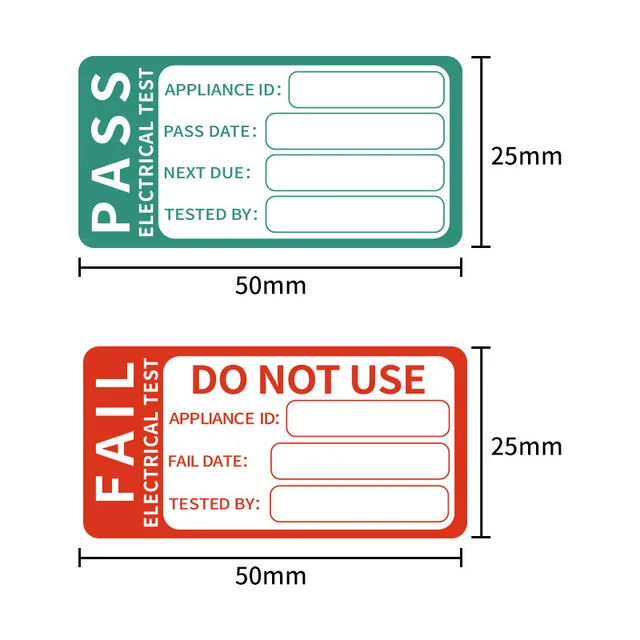 25CPS PAT Test Passed or Failed Stickers Electrical Safety Self ...