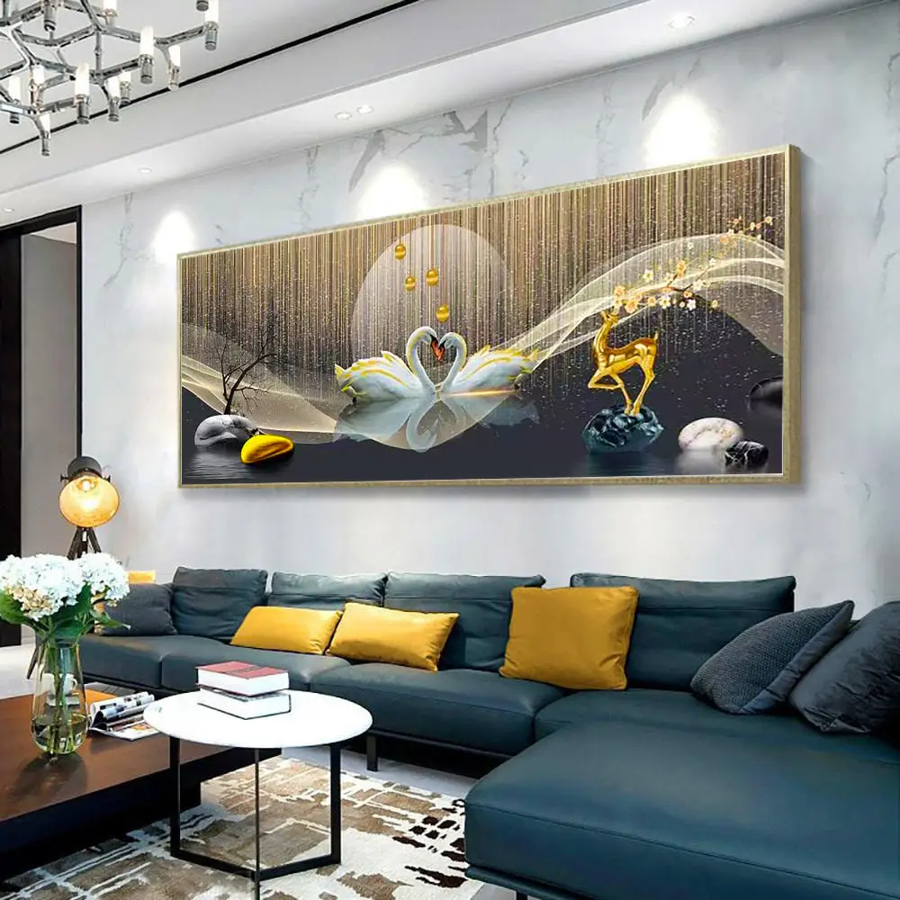 Rom-ntico-duplo-cisne-diamante-arte-kits-de-pintura-luz-luxo-animal-5d ...