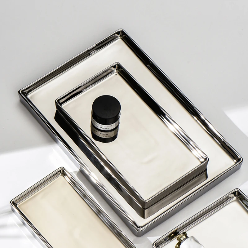 Nordic-Light-Luxury-Electroplating-Silver-Ceramic-Tray-Rectangular ...