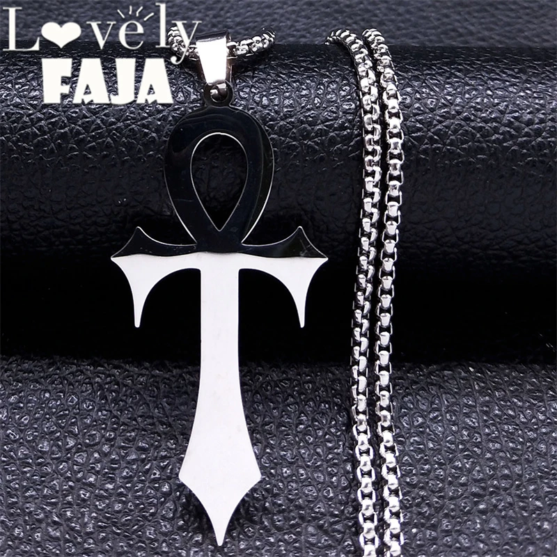 Gothic Ankh Cross Amulet Pendant Egyptian Necklace Women Stainless ...
