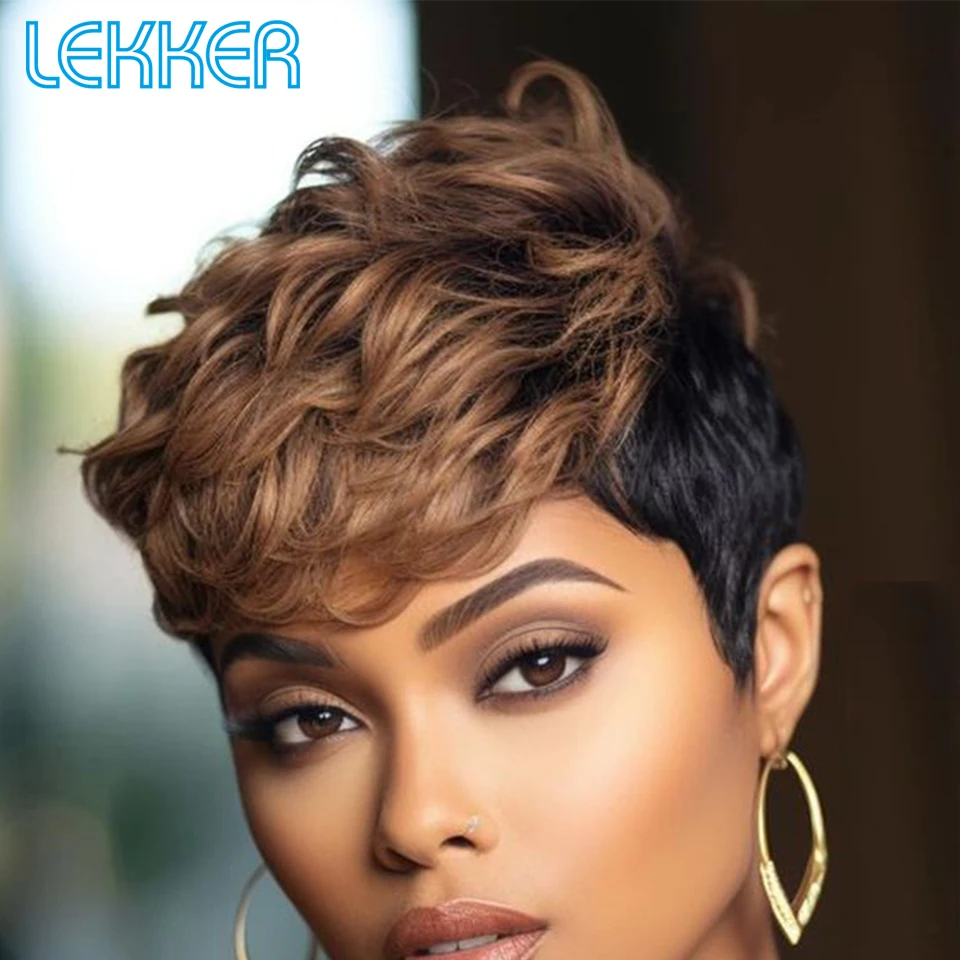 Lekker-Highlight-Gold-Blonde-Short-Pixie-Cut-Human-Hair-Wigs-For-Women ...