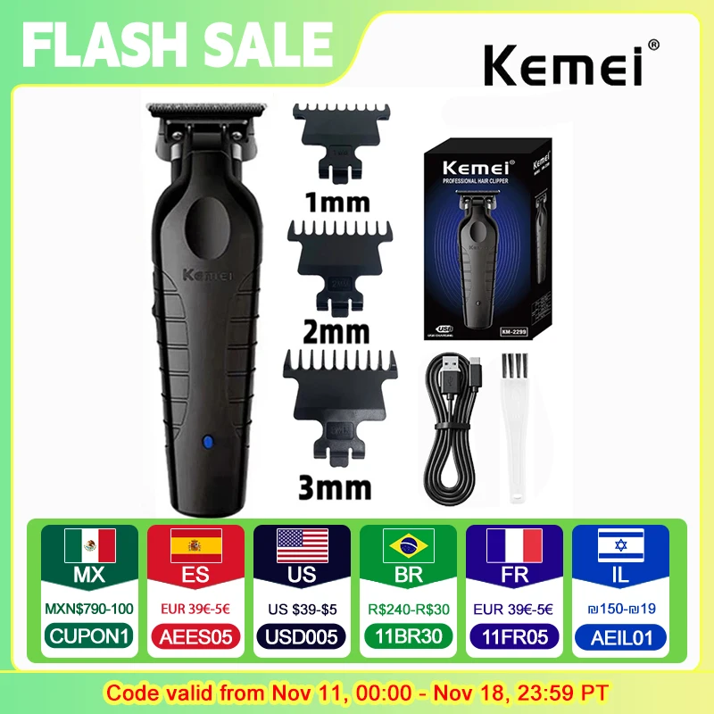 Kemei-2299-Barber-Cordless-Hair-Trimmer-0mm-Zero-Gapped-Carving-Clipper-Detailer-Professional ...