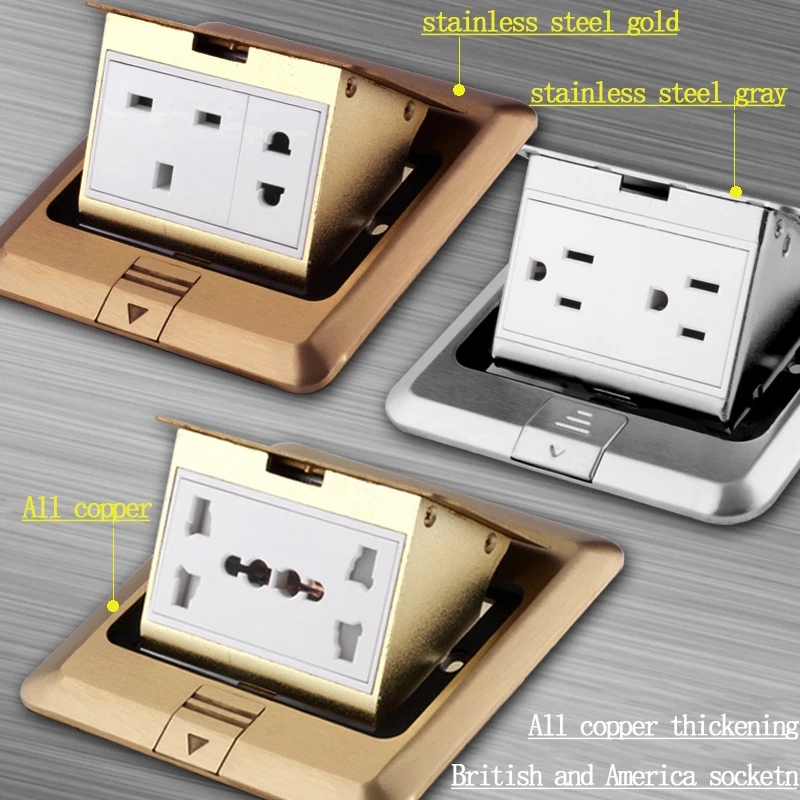 American British Style 13A UK Standard Pop-Up Floor Socket All-Copper ...