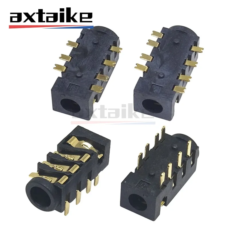 10PCS-PJ-393-7Pin-8Pin-3-5mm-Audio-Headphone-Female-Socket-Jack-Gold ...