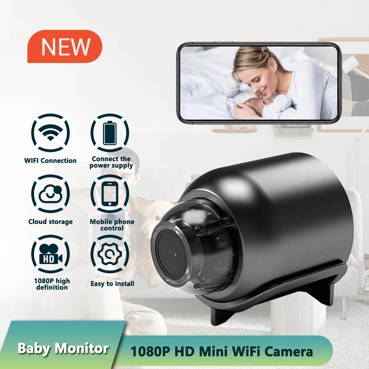1080P HD Mini WiFi Camera Indoor Safety Security Surveillance Baby ...