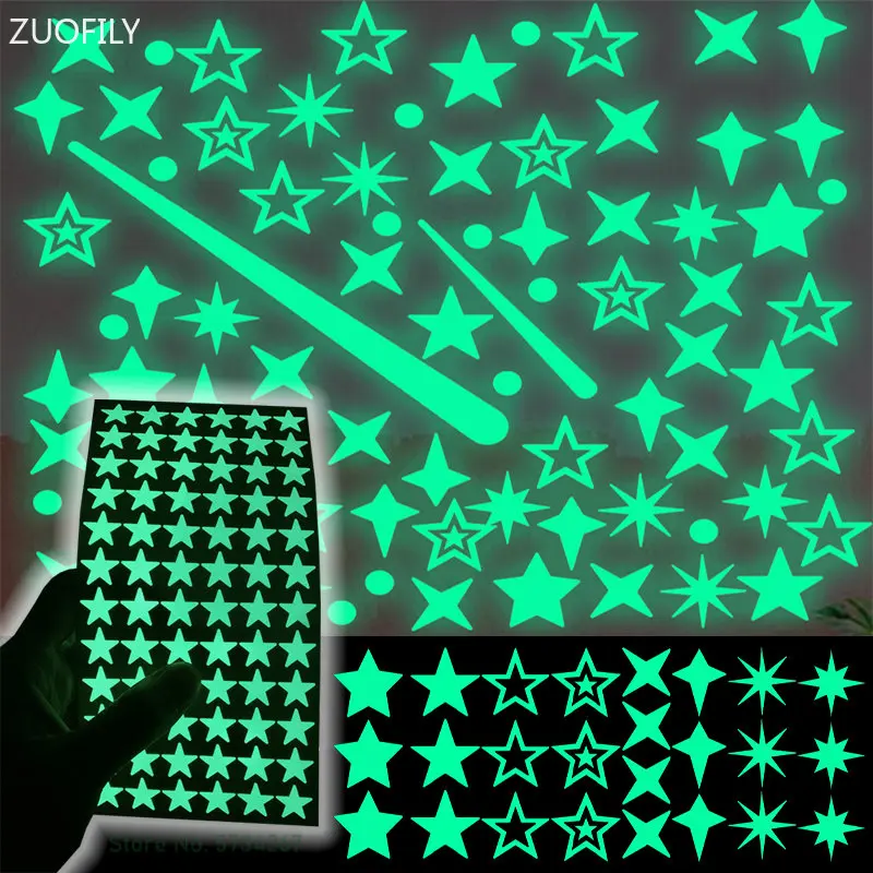 Luminous Moon Star Dots Shooting Stars Wall Stickers for Kids Room ...