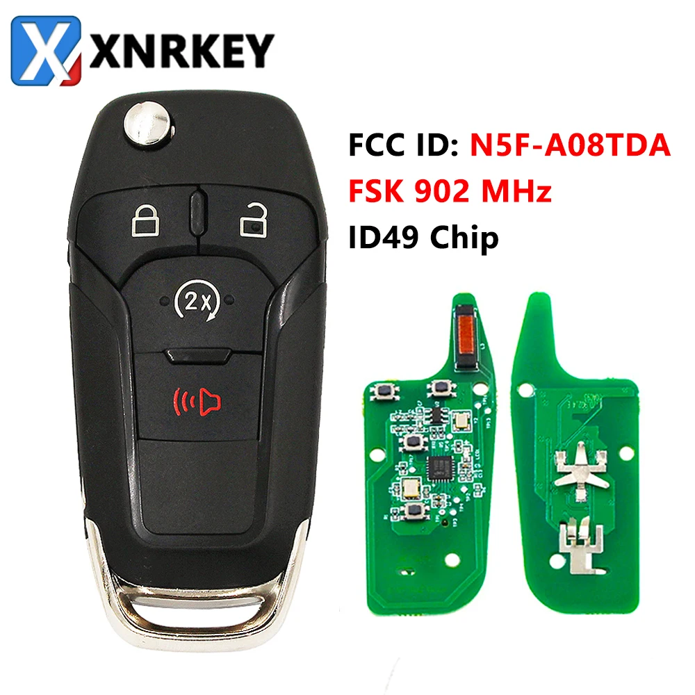 XNRKEY-4-Button-Flip-Remote-Car-Key-Fob-ID49-Chip-902Mhz-FSK-for-Ford ...