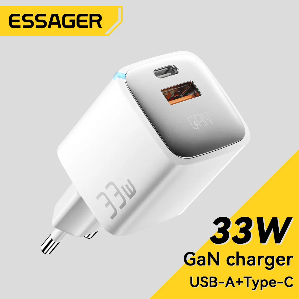 Essager GaN 33W PD Fast Charger USB Type C Charger For iPhone 14 13 Pro Max Macbook Quick Charge ...